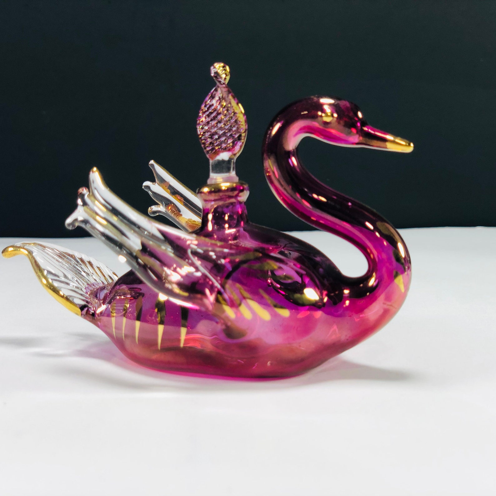 Egyptian Hand Blown Glass Large Swan Perfume Bottle Decorative - Etsy
