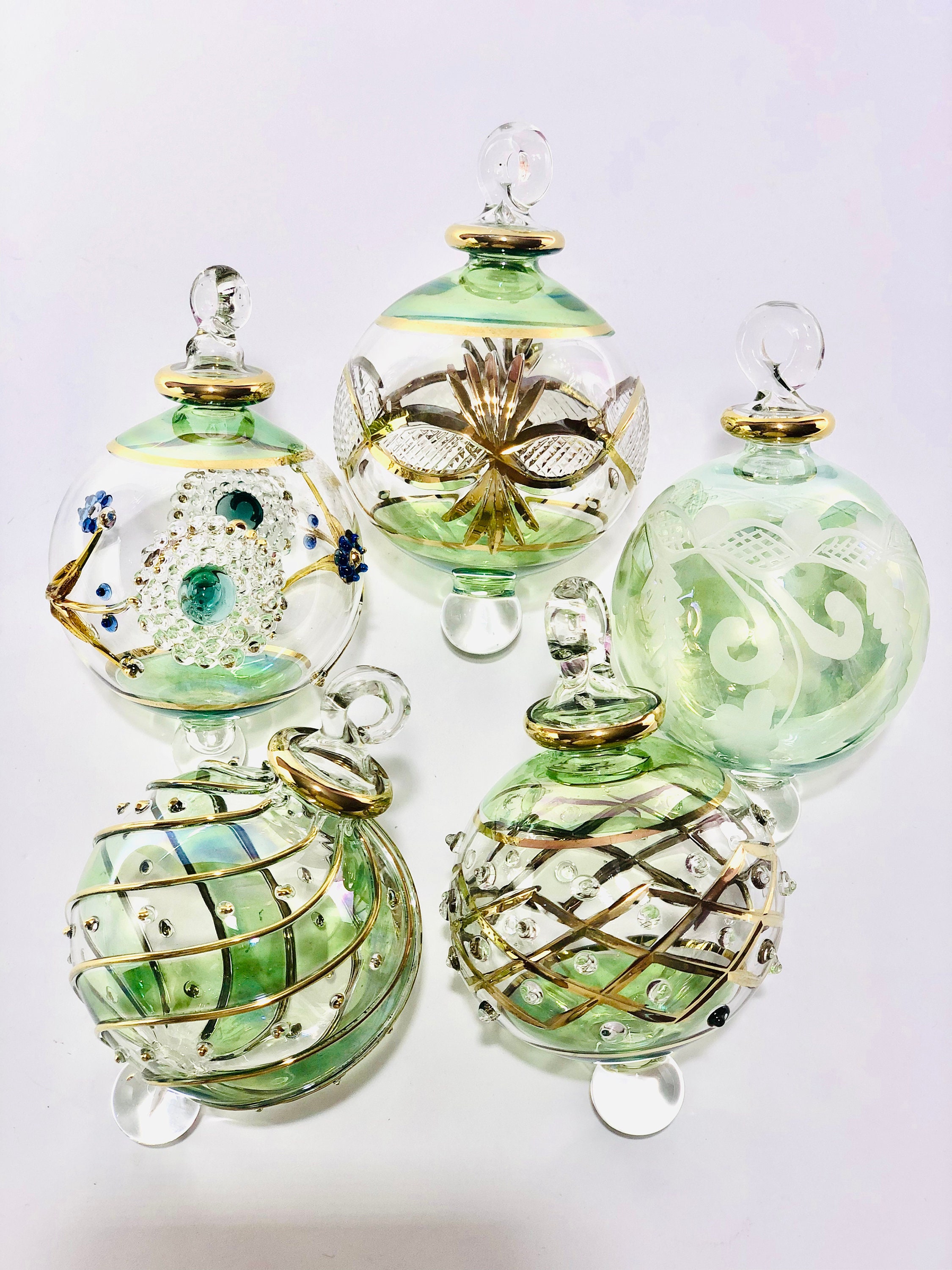Set of 5 Egyptian Hand Blown Glass Ornaments Decorative by - Etsy