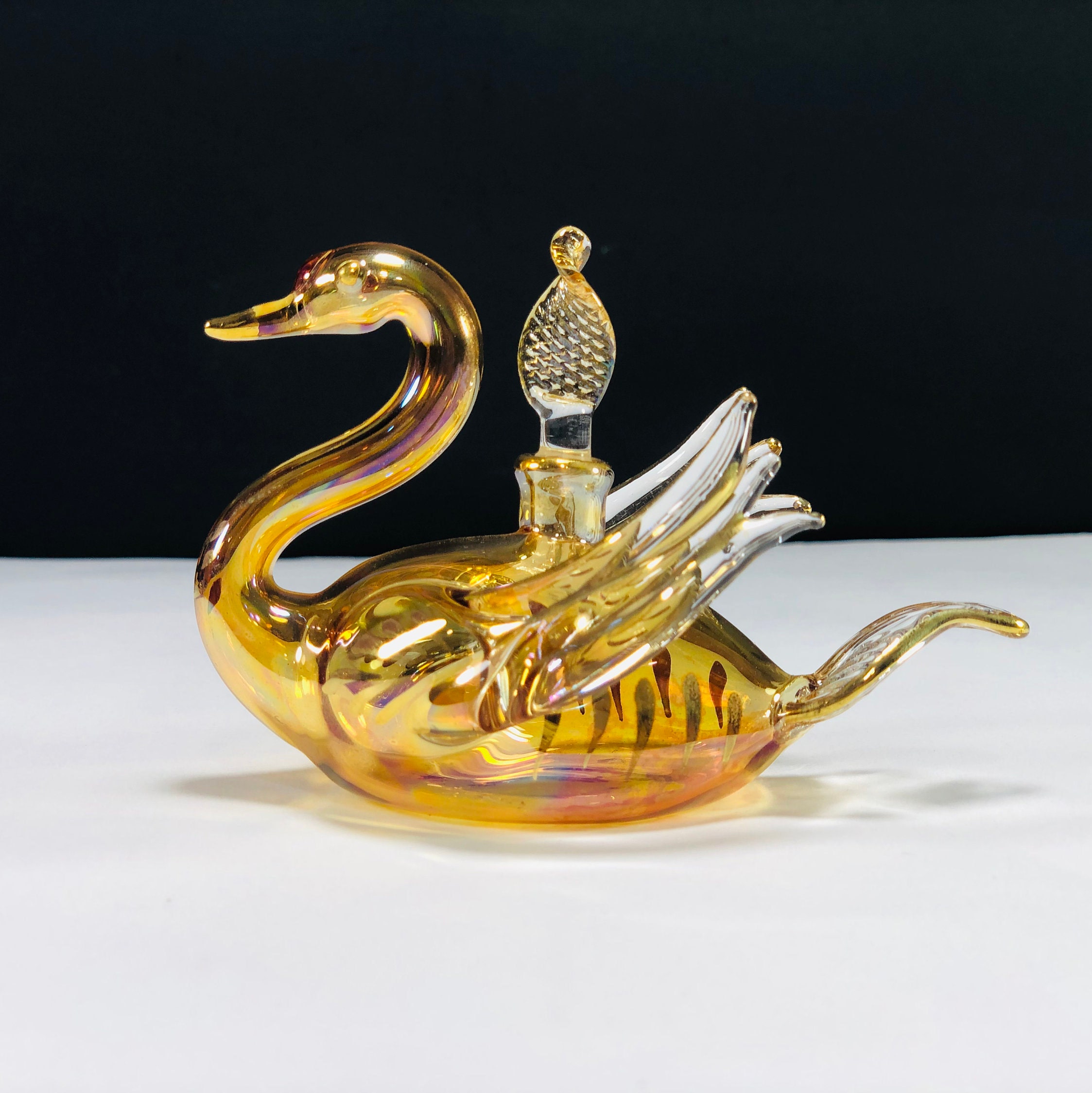 Egyptian Hand Blown Glass Large Swan Perfume Bottle Decorative - Etsy