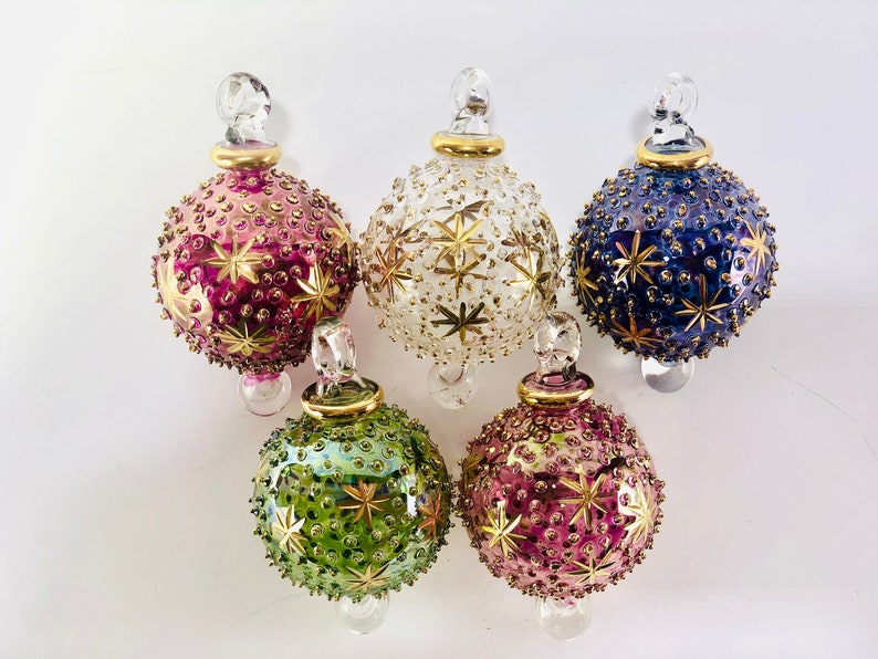 Set of 5 Egyptian Hand Blown Glass Ornaments Decorative by - Etsy
