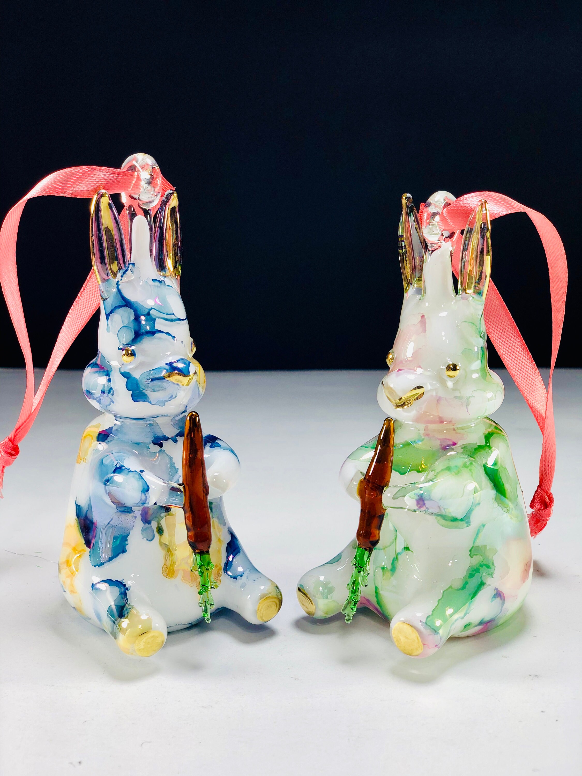 Egyptian hand blown glass ornaments Easter bunny ornaments | Etsy