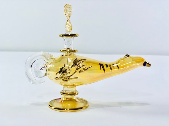 Egyptian Hand Blown Glass Genie Perfume Bottles Gold - Etsy