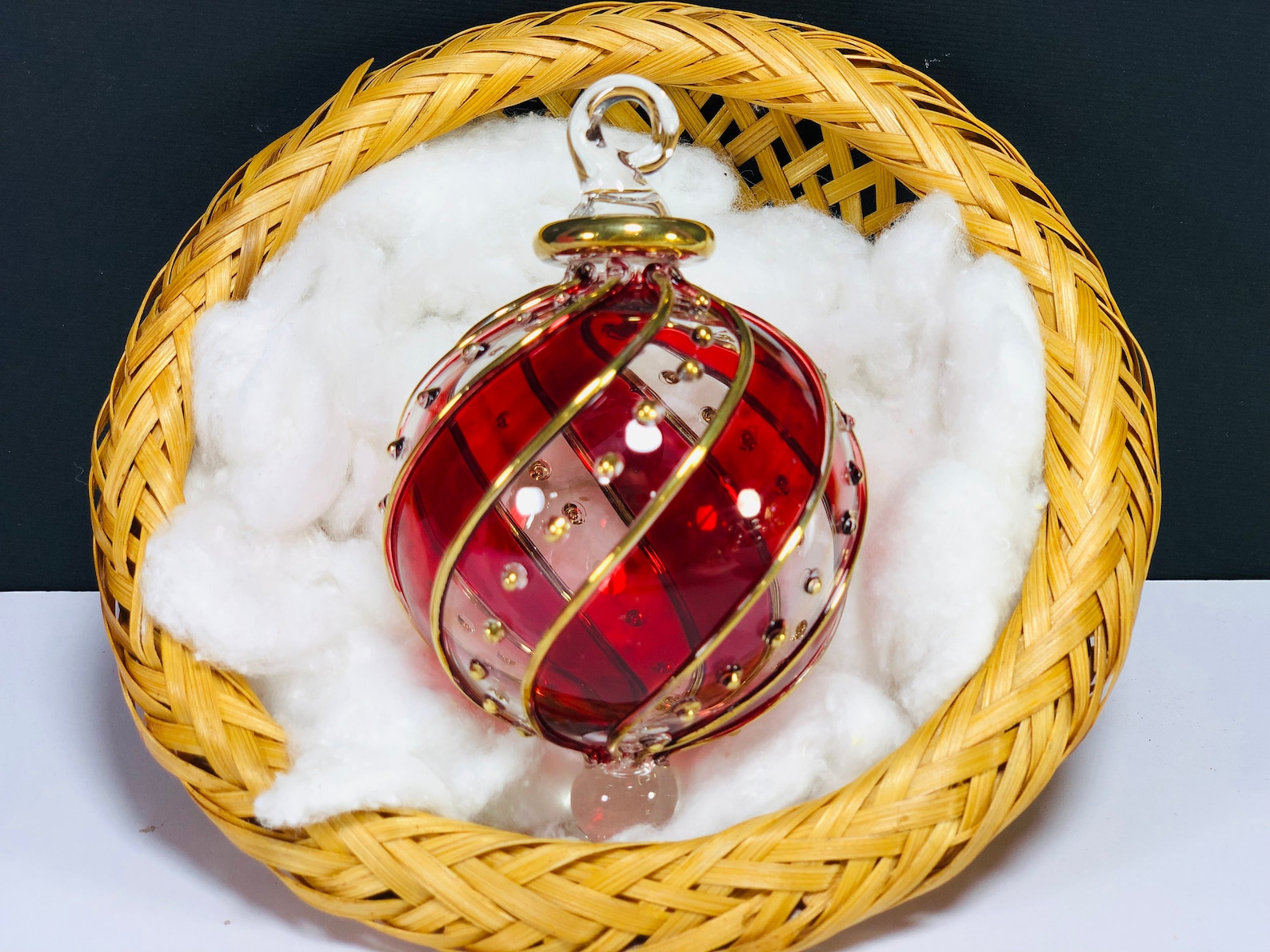 Set of Five Egyptian Hand Blown Christmas Ornaments Decorative by Gold ...