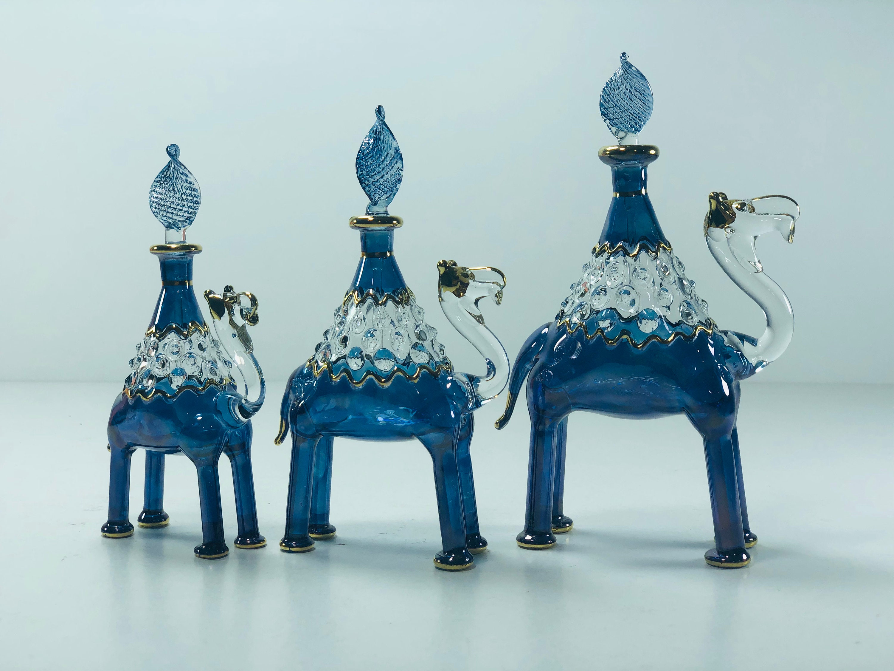 Egyptian Hand Blown Camel Perfume Bottles set made of Pyrex | Etsy