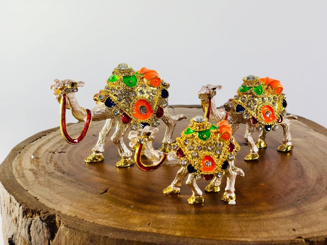 Set of 3 Egyptian Camel Trinket Boxes Decorated by Swarovski Crystal ...