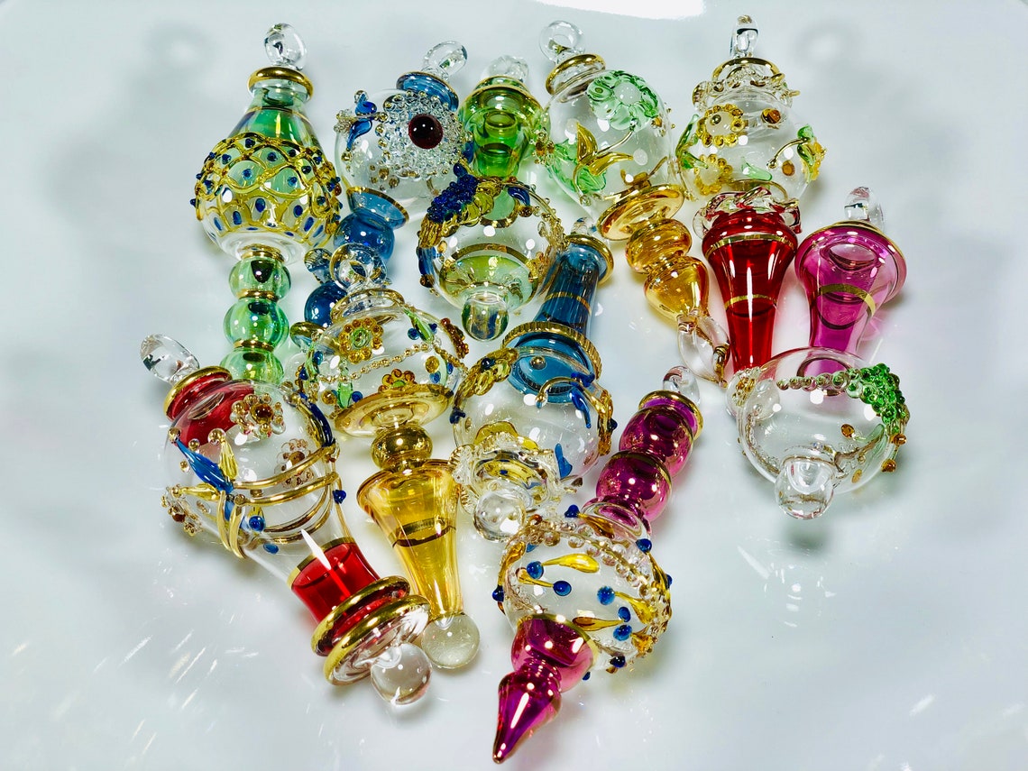 Set of Ten Egyptian Hand Blown Glass Ornaments Decorative by - Etsy