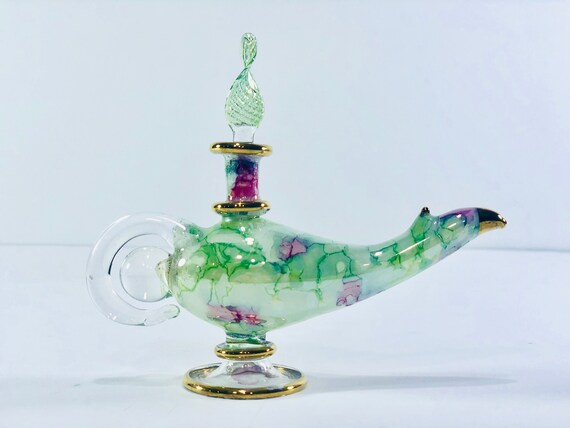 Egyptian Hand Blown Glass Genie Perfume Bottles Gold - Etsy