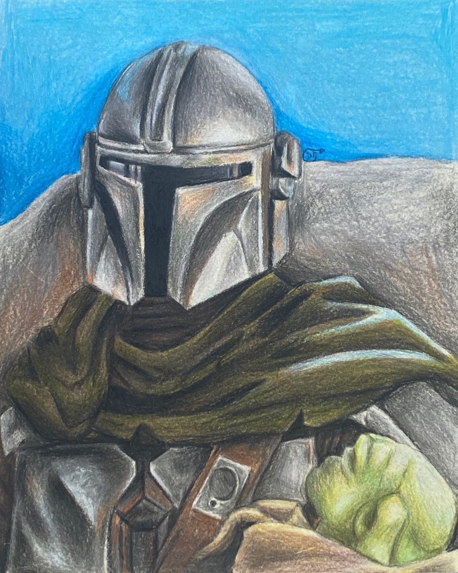 Fan-made Mandalorian Pencil Sketch Download - Etsy