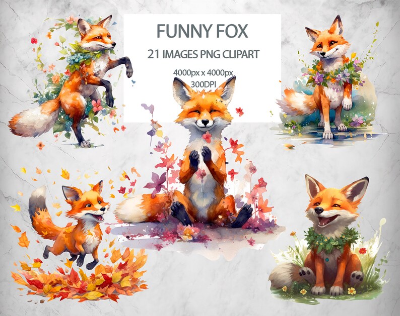 21 Png Clipart Funny Fox Clipart Bundle Cute Fox Background - Etsy