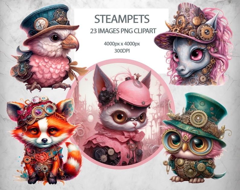 Steampunk Clipart Bundle 23 Png Pets Clip Art Steampunk - Etsy