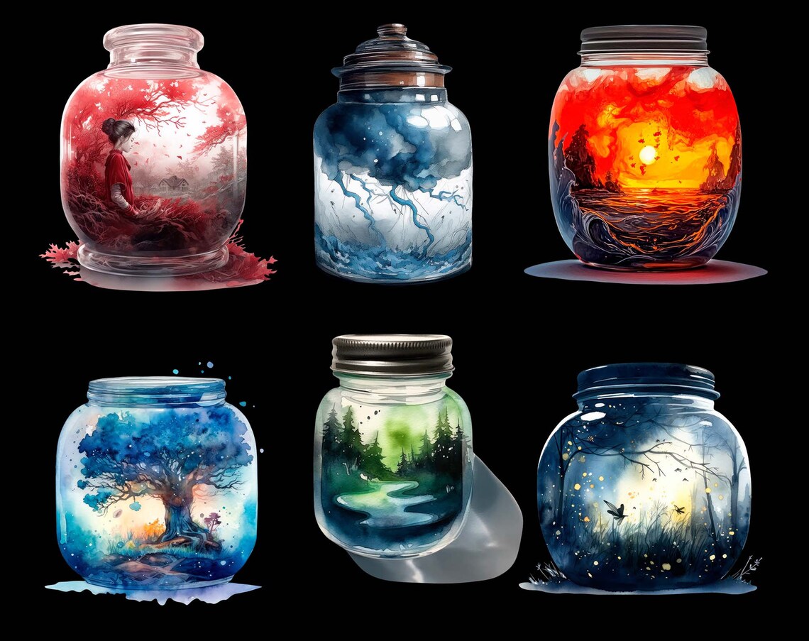 30 PNG Watercolour Jars Clipart Magical Mystery Jars Clip Art - Etsy
