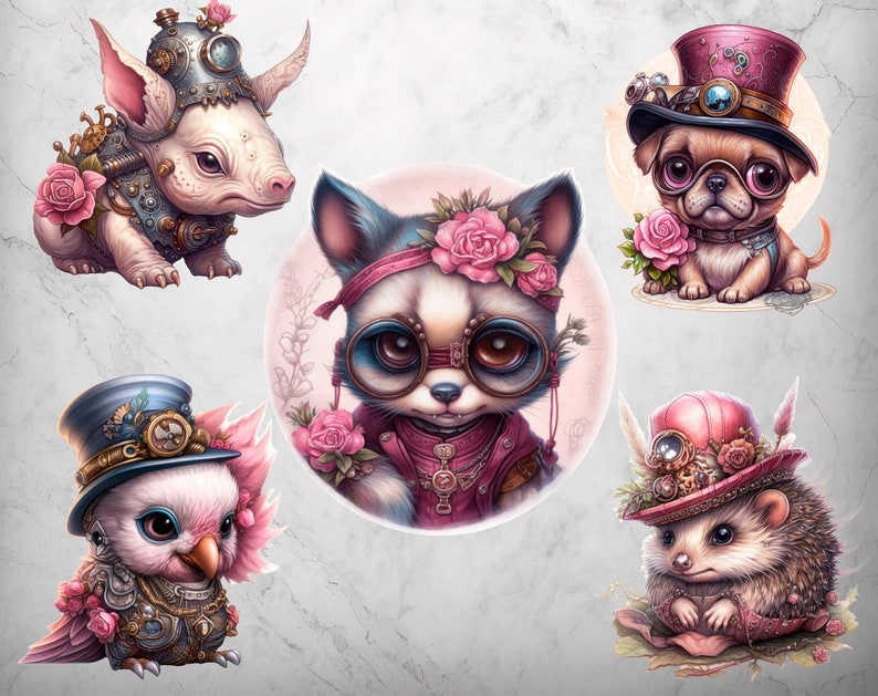 Steampunk Clipart Bundle 23 Png Pets Clip Art Steampunk - Etsy
