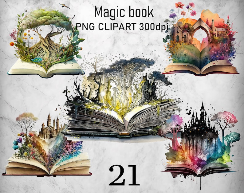21 Png Clipart Magic Book Fantasy Books 300 Dpi Commercial - Etsy