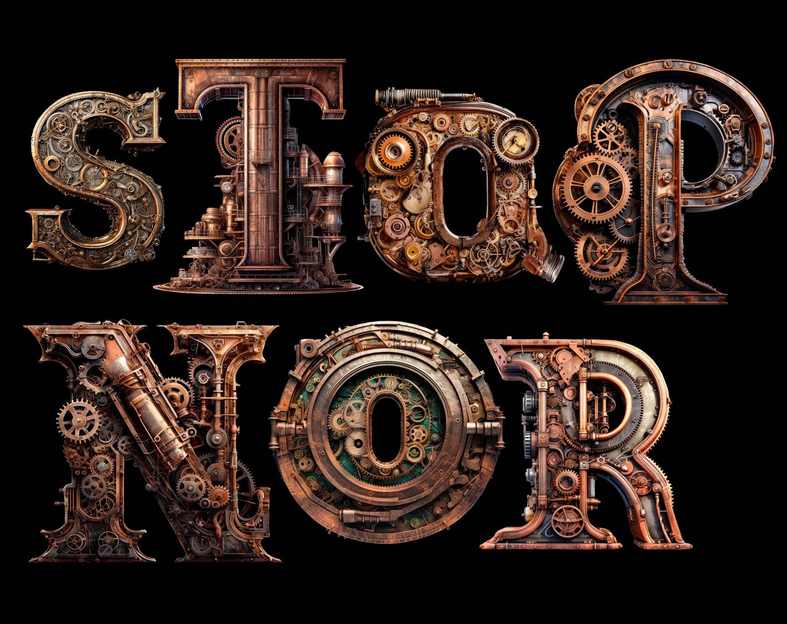 Steampunk Letters 26 Png Clipart Alphabet Steampunk Printable - Etsy