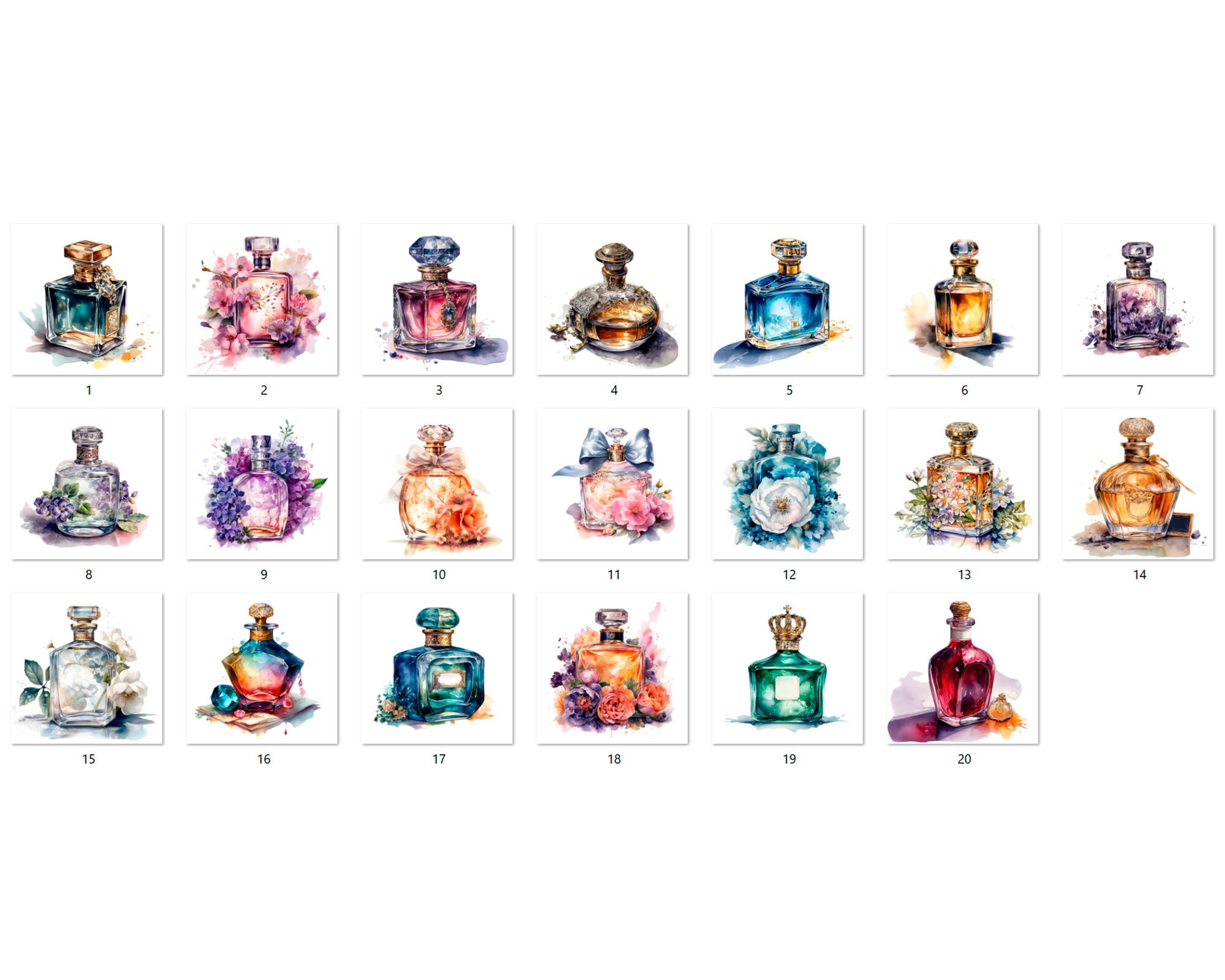 Perfume Bottles, 20 Png Clipart, Printable Journal, Watercolor Perfume ...