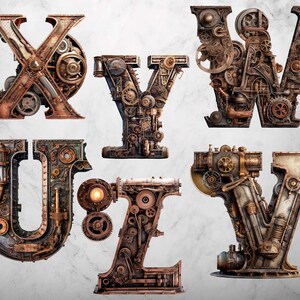 Steampunk Letters 26 Png Clipart, Alphabet Steampunk Printable Journal ...