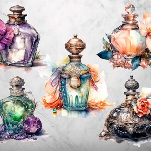 Boho Perfume Bottles, 21 Png Clipart, Printable Journal, Watercolor ...