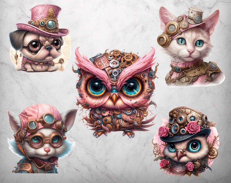 Steampunk Clipart Bundle 23 Png Pets Clip Art Steampunk - Etsy