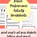 Dance Performance Activity Worksheets - Etsy