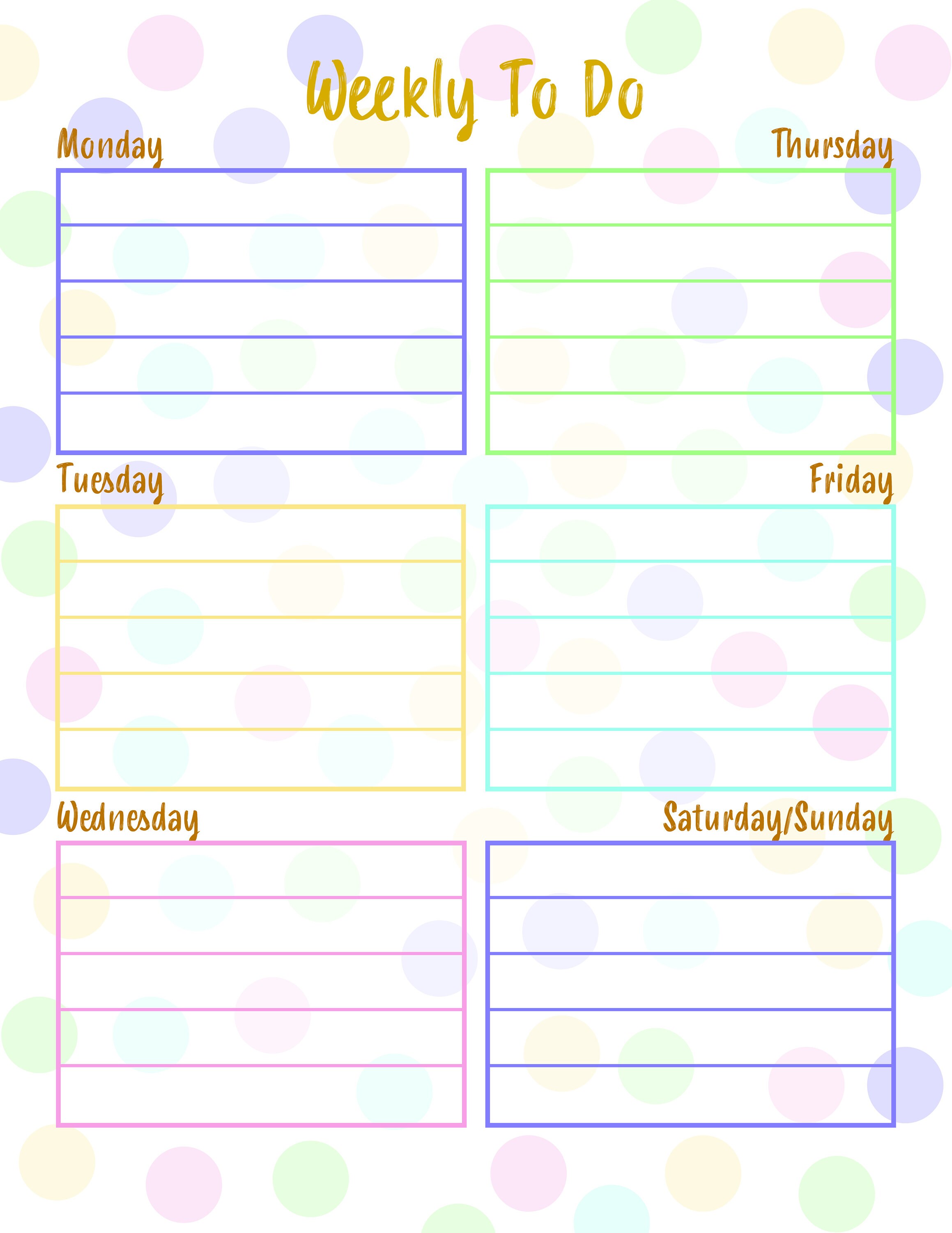 Polka Dot Weekly Planner/to Do Printable PDF - Etsy