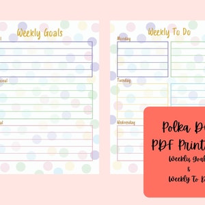 Polka Dot Weekly Planner/to Do Printable PDF - Etsy