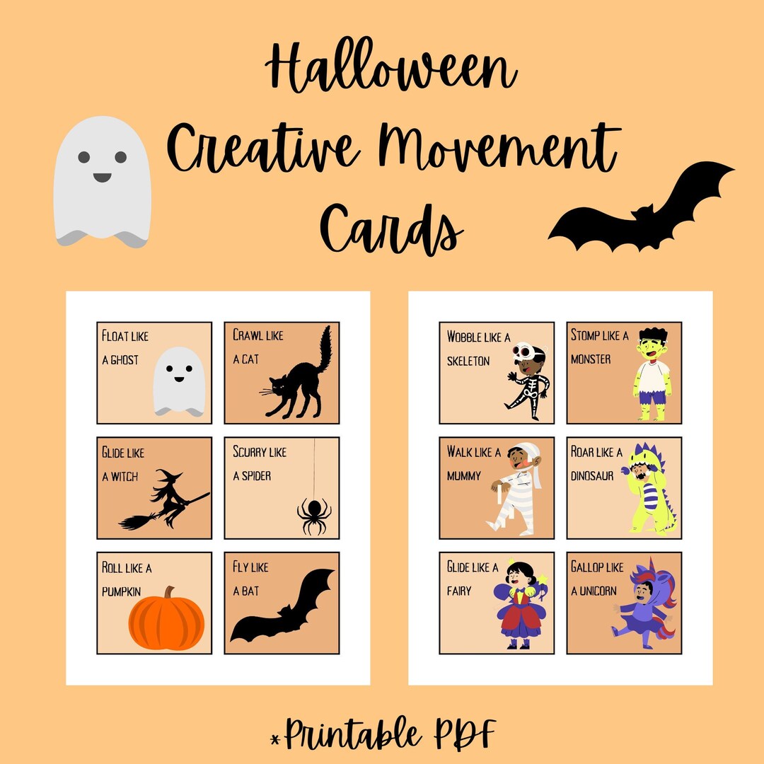 Halloween Creative Movement Cards for Dance Teachers | Spooky-themed ...