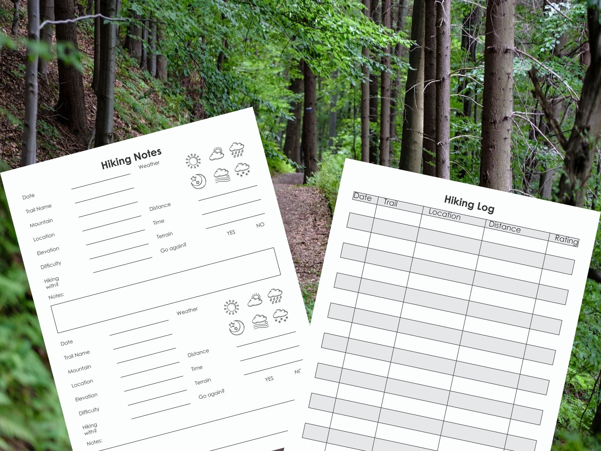 Hiking Notes and Log Printable - Etsy