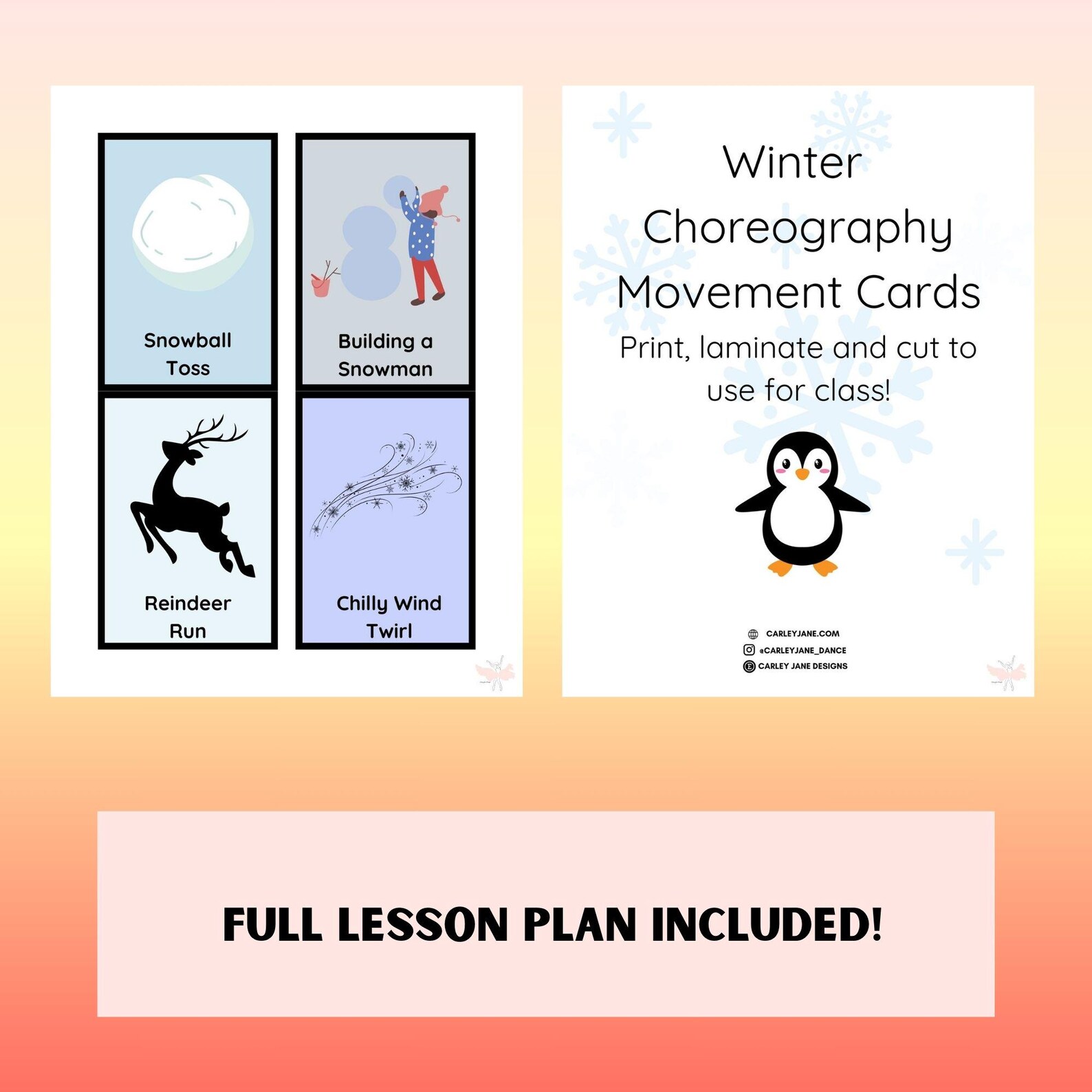 Winter-themed Creative Movement Choreography Cards for Kids – Dance ...