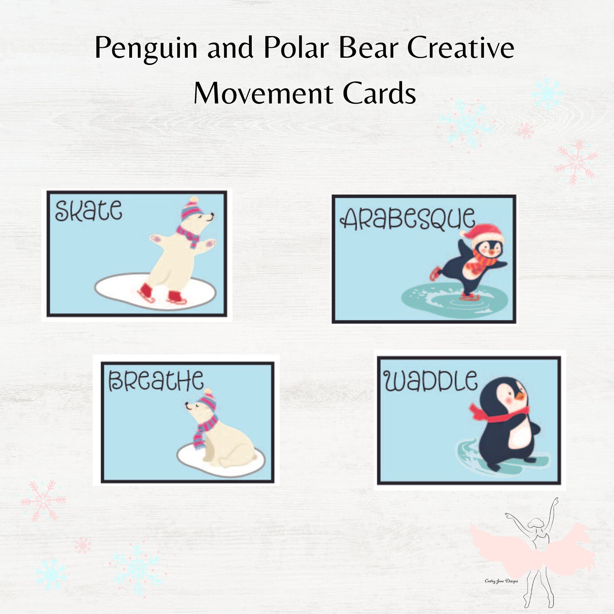 Penguin and Polar Bear Creative Movement Cards - Etsy