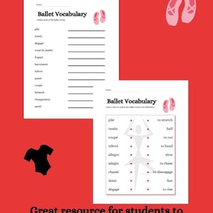 Ballet Vocabulary Worksheet - Etsy