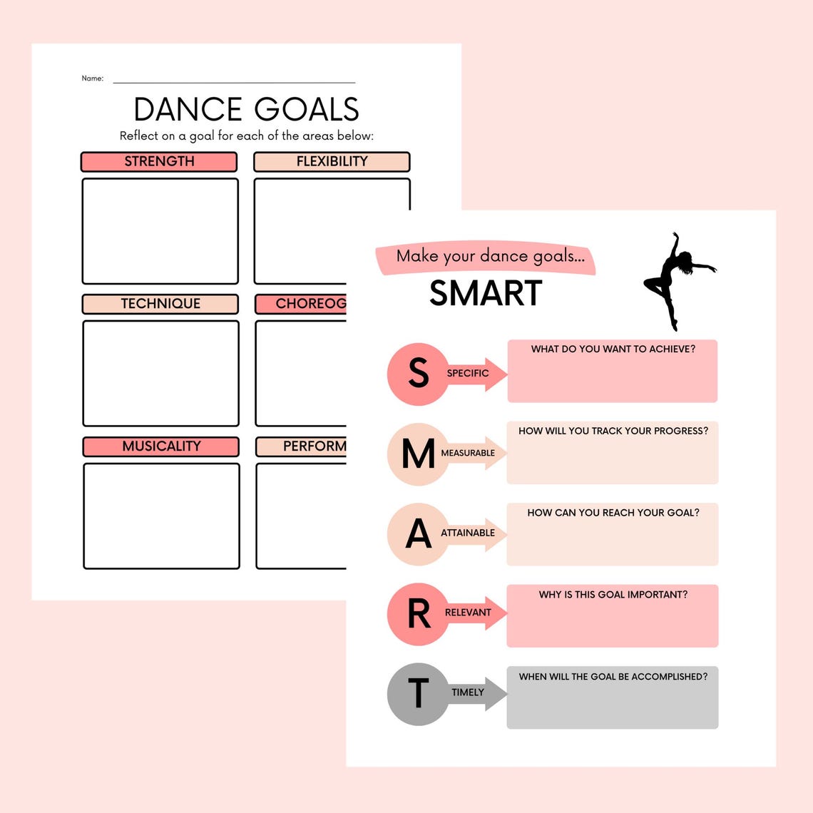 Dance Goals for Students Worksheet Digital Download - Etsy