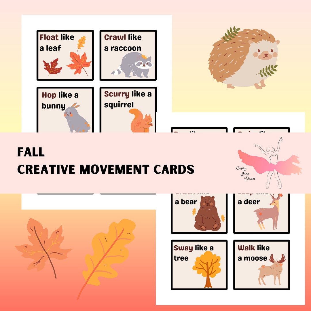 Fall Creative Movement Cards for Dance Teachers Fun Autumn-themed ...