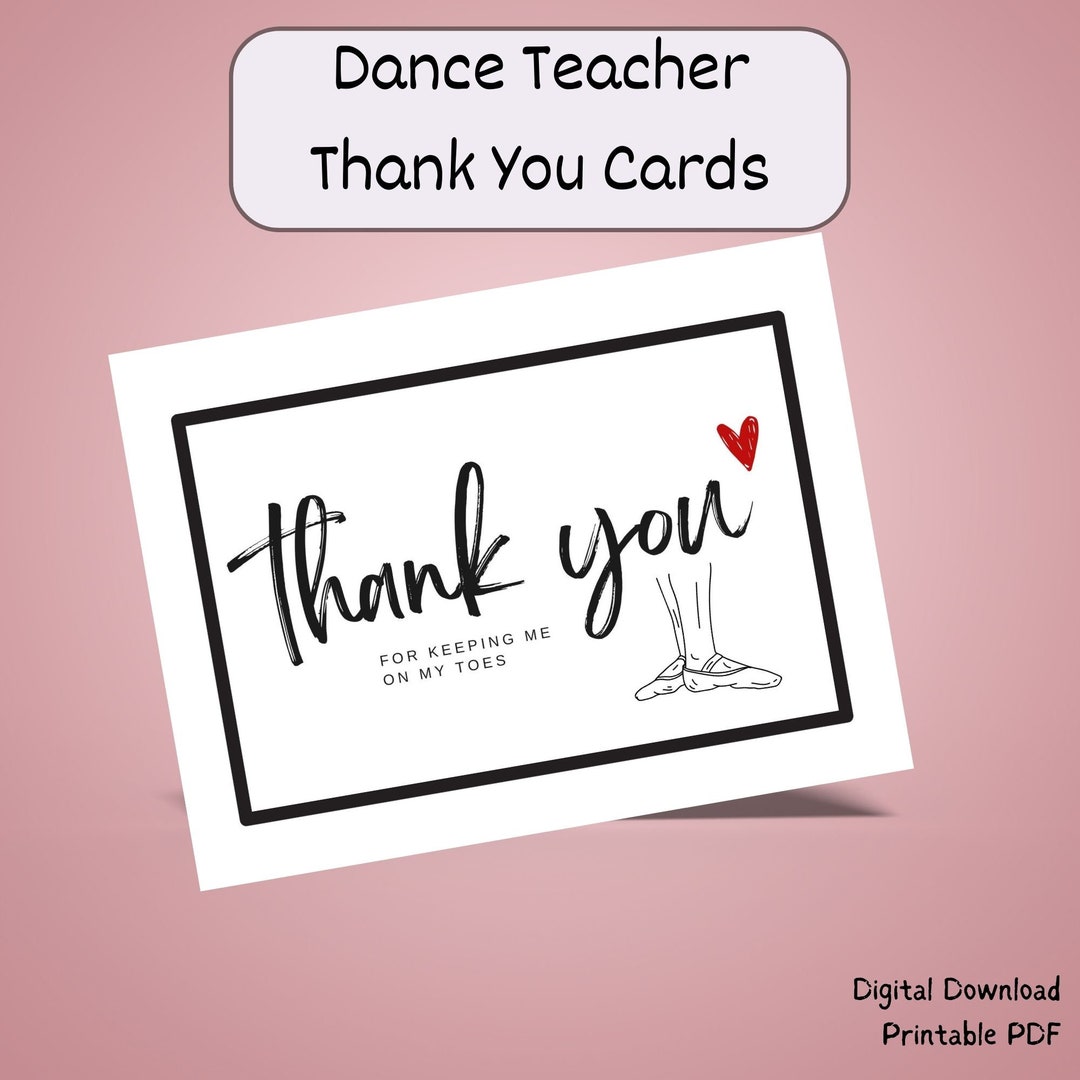 Printable Dance Teacher Thank You Card (PDF) - Etsy