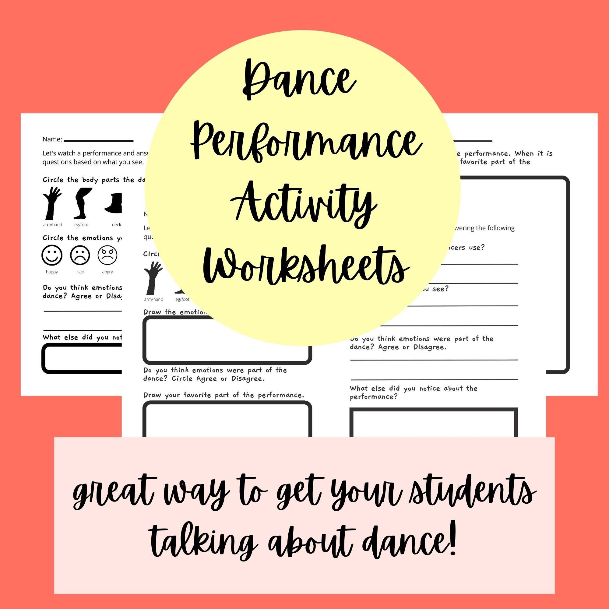 Dance Performance Activity Worksheets - Etsy