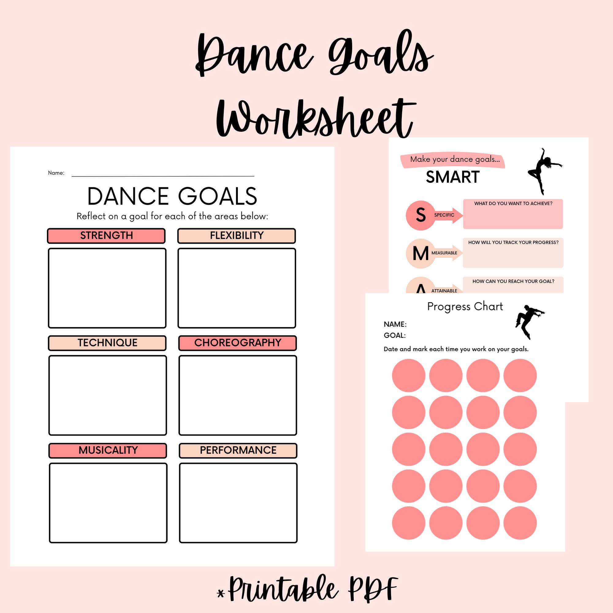 Dance Goals for Students Worksheet Digital Download - Etsy
