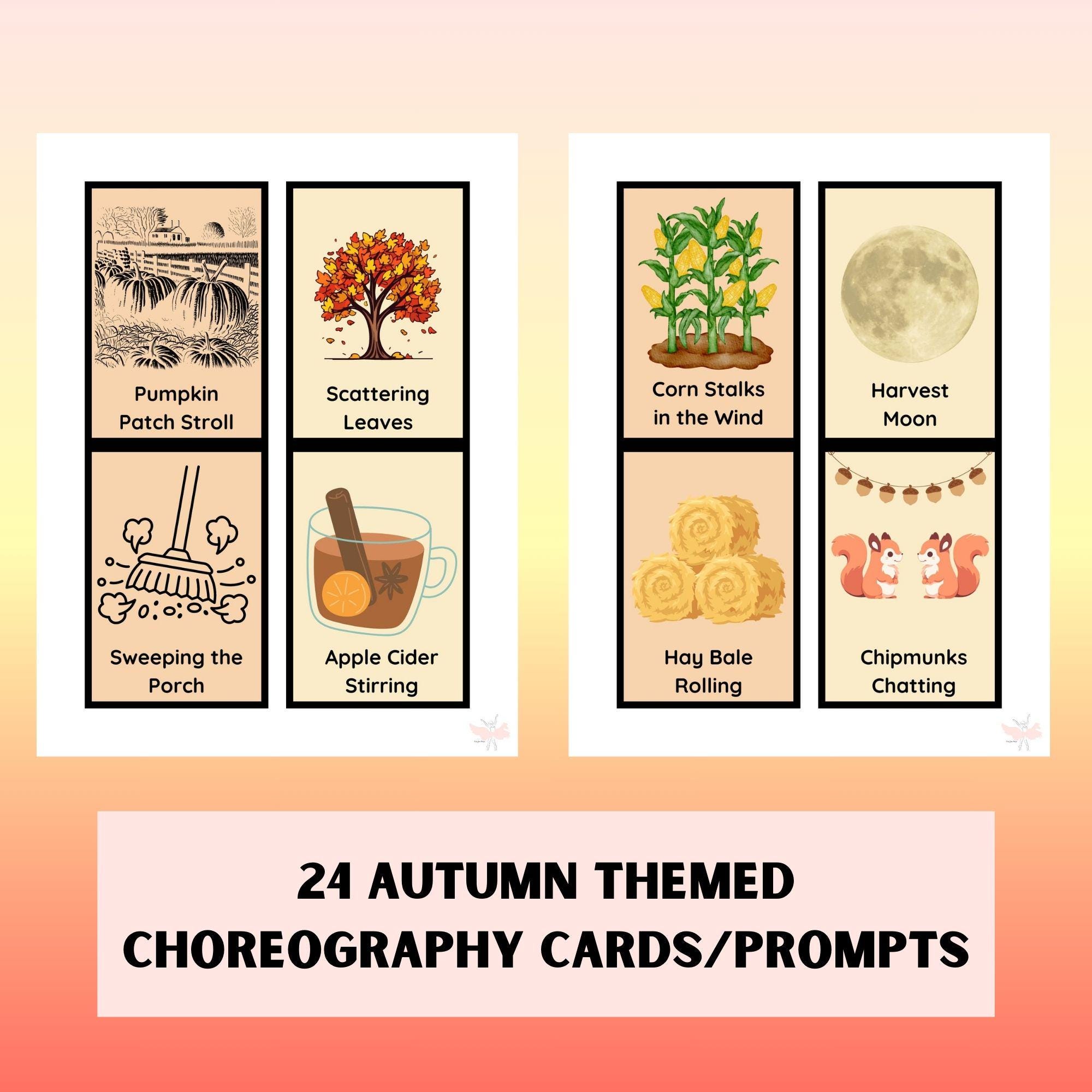 Fall Choreography Movement Cards | Dance Class Resource | Autumn ...