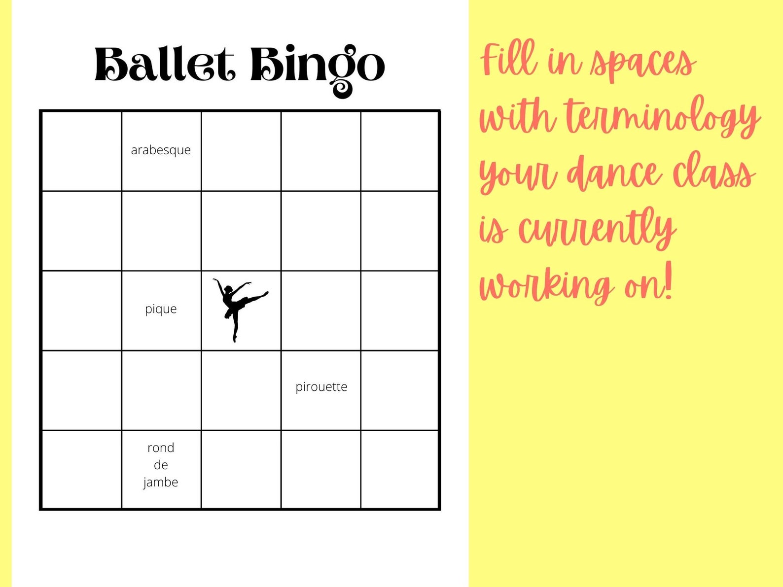 Ballet Bingo Printable - Etsy