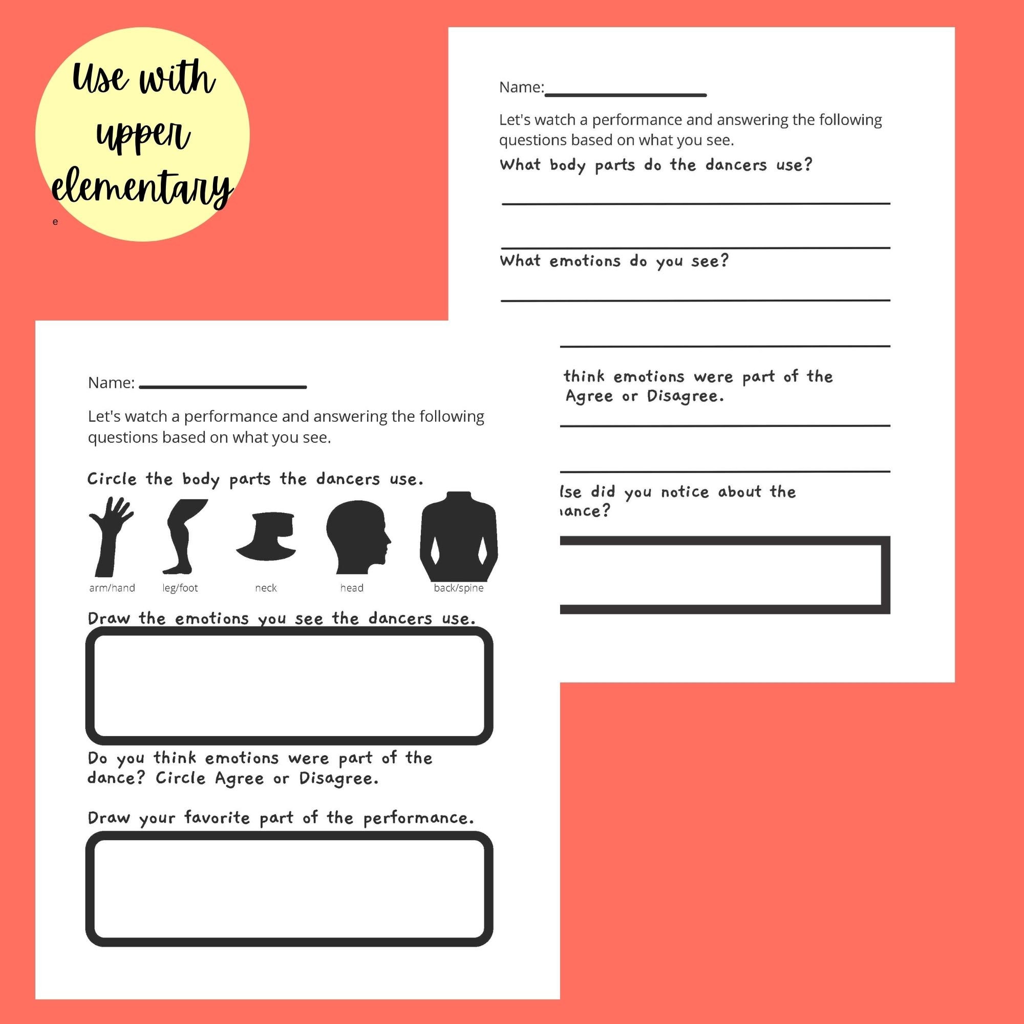 Dance Performance Activity Worksheets - Etsy