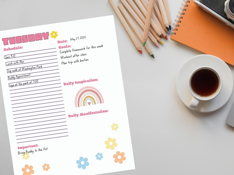 Colorful Daisy Planner Printable - Etsy
