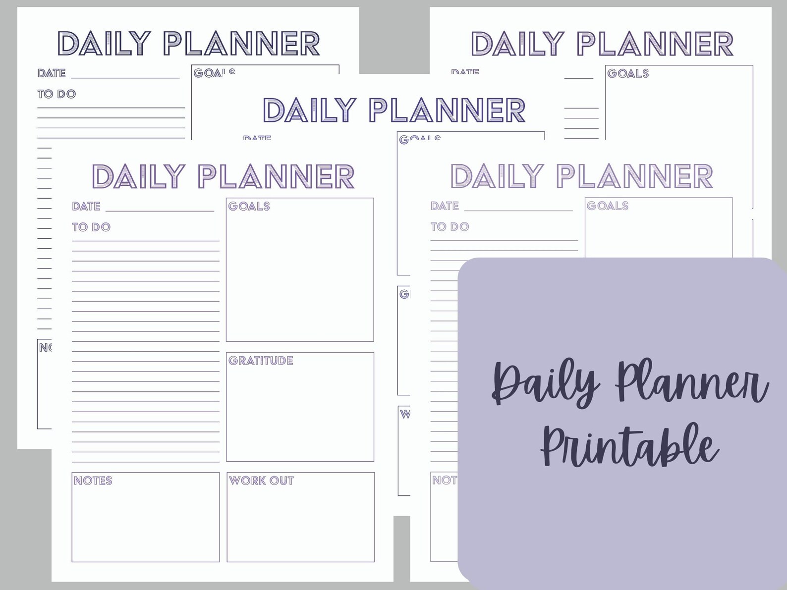 Daily Planner Purple Printable PDF - Etsy