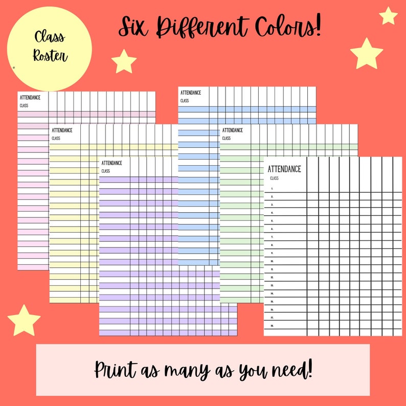 Classroom Attendance Printable - Etsy