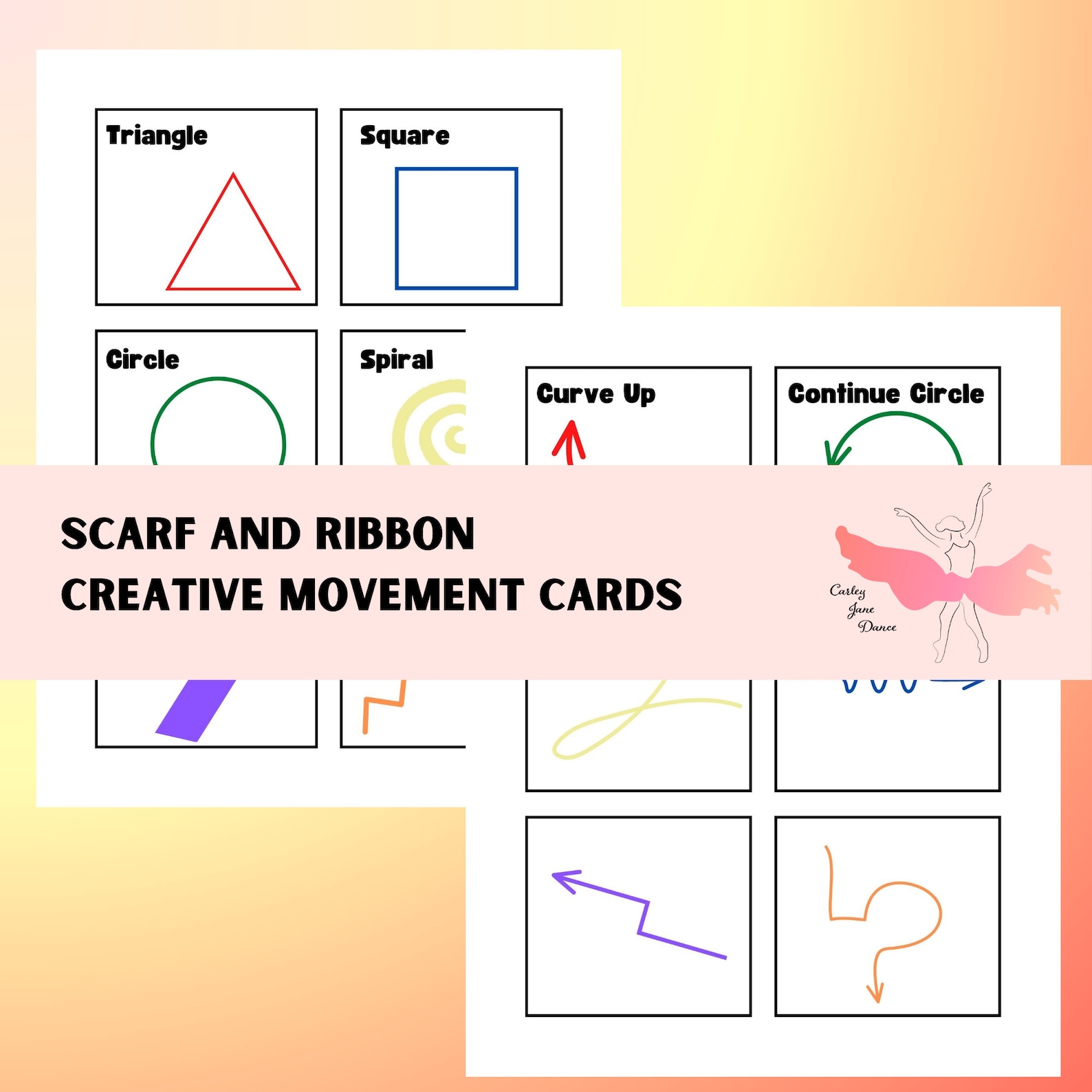Scarf and Ribbon Creative Movement Cards Dance Teachers, Parents, and ...