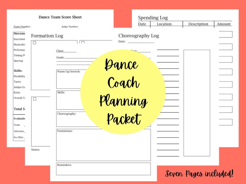 Dance Coach Planner Printable - Etsy