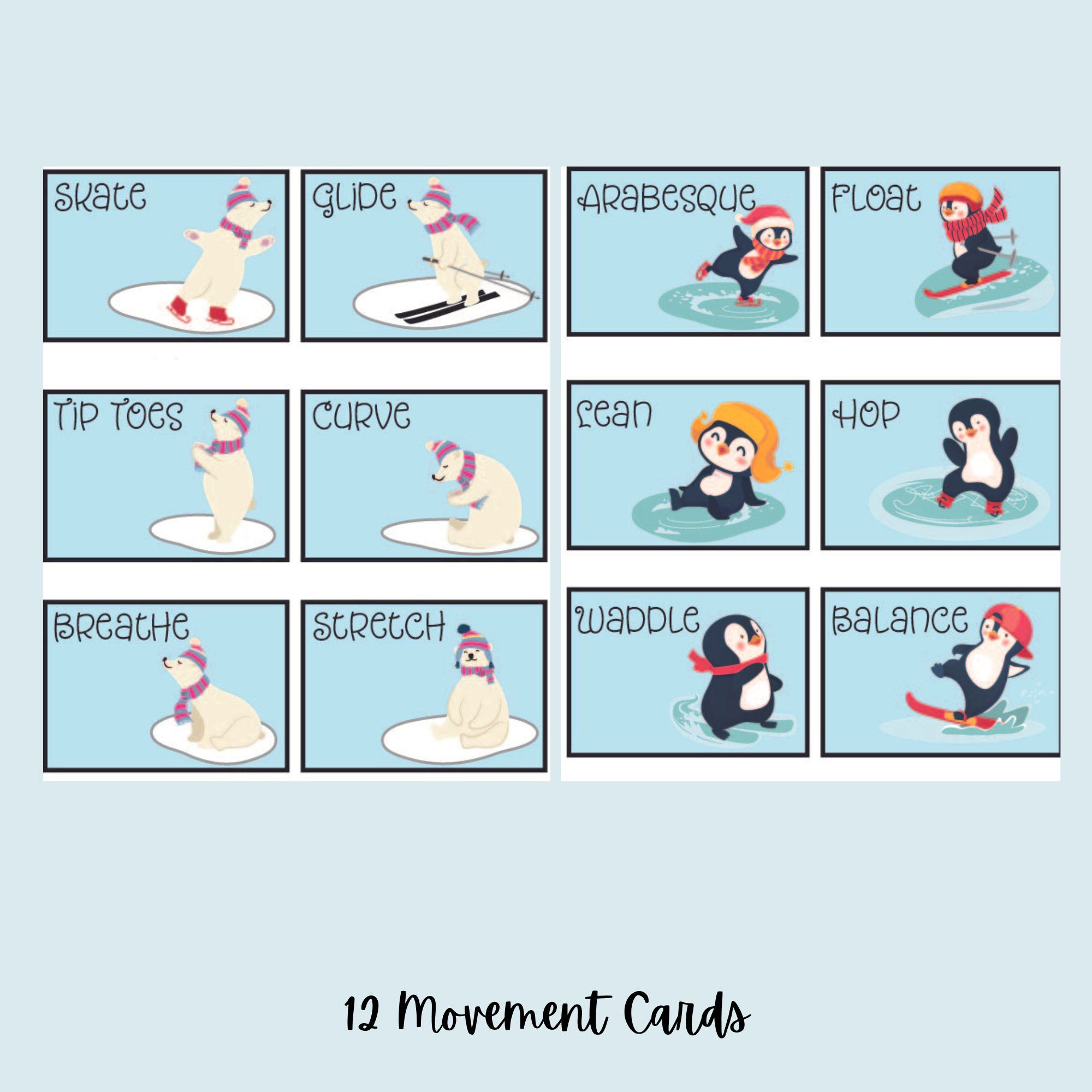 Penguin and Polar Bear Creative Movement Cards - Etsy