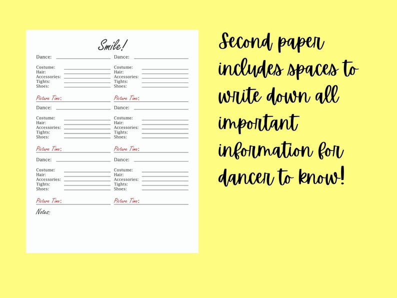 Dance Picture Day Checklist Dance Teacher Resource - Etsy
