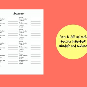 Dance Recital Planner - Etsy