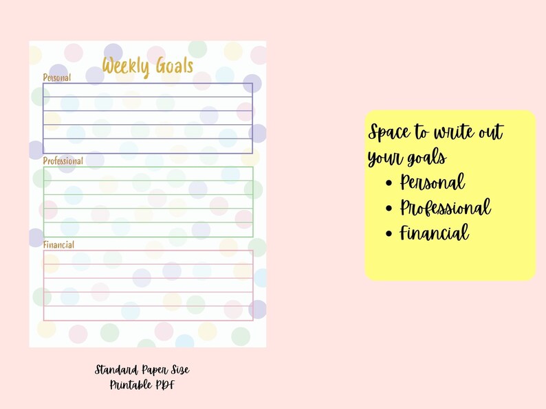 Polka Dot Weekly Planner/to Do Printable PDF - Etsy