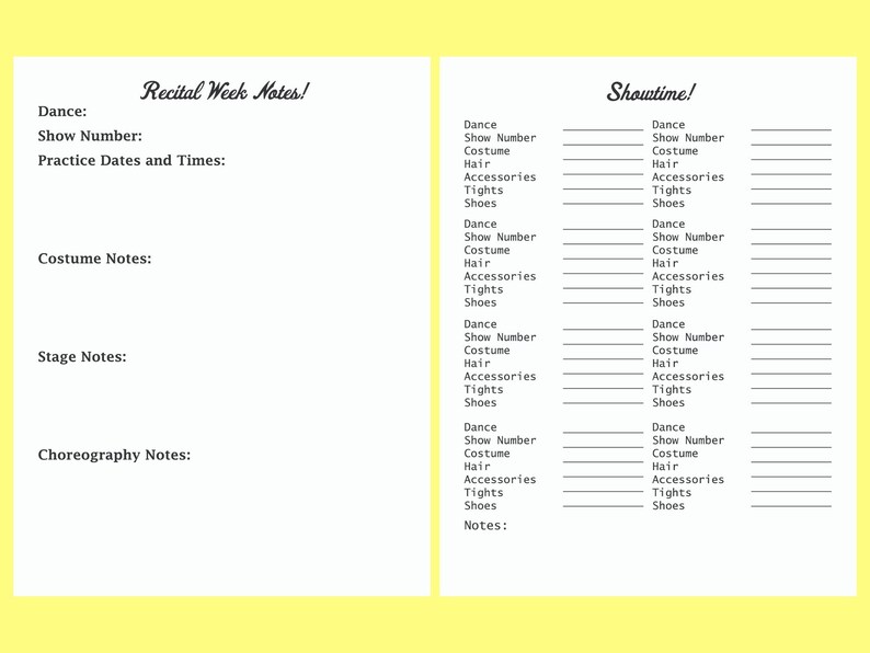 Dance Recital Planning Kit - Etsy