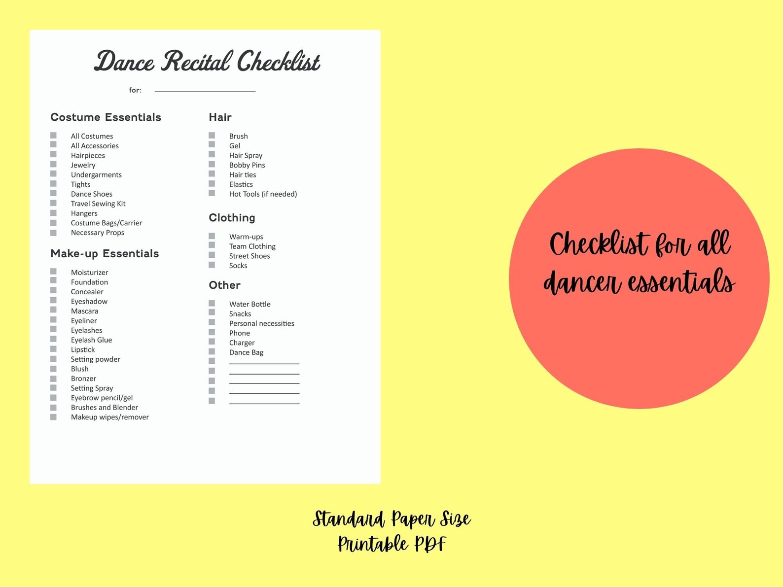 Dance Recital Planning Kit - Etsy