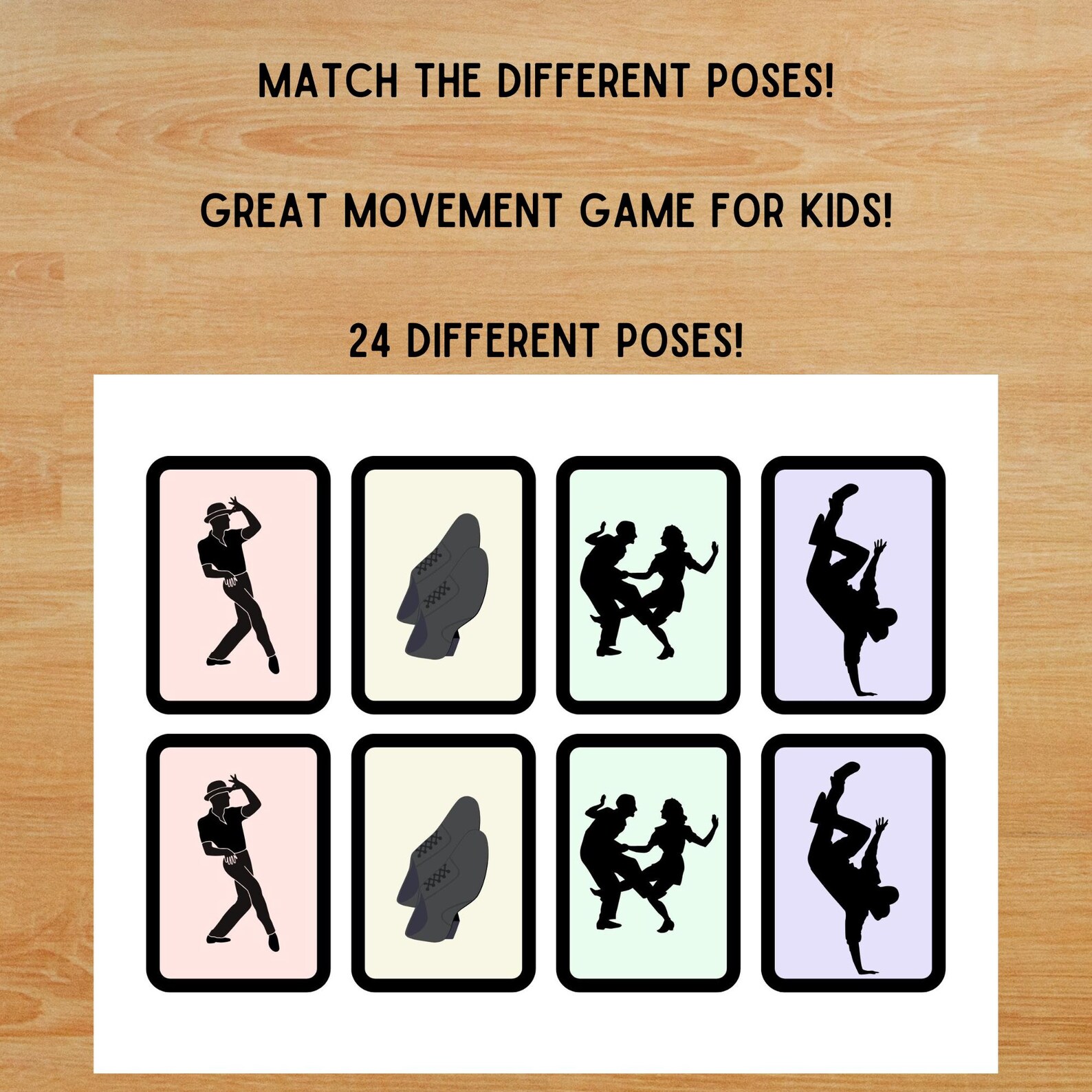 Dance Pose Memory Matching Game | Printable Dance Activity | Fun ...
